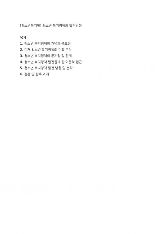 [청소년복지학] 청소년 복지정책의 발전방향