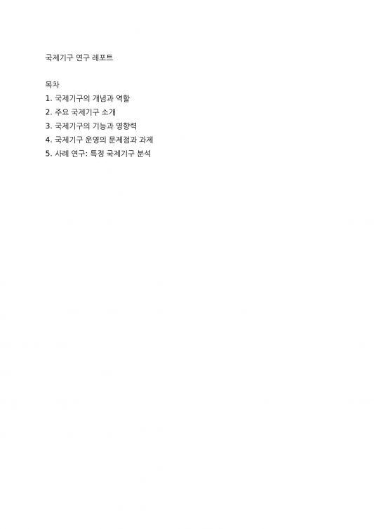 국제기구 연구 레포트