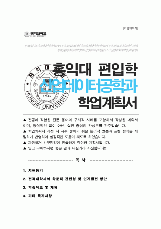 홍익대 산업데이터공학전공 편입 학업계획서