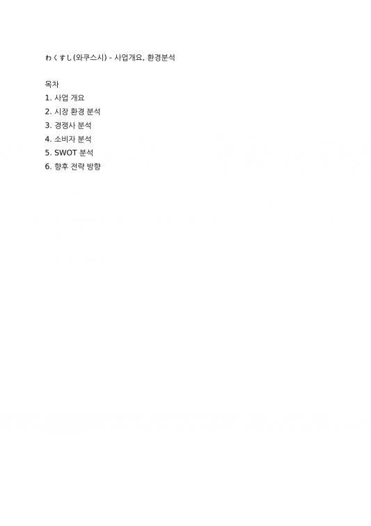 わくすし(와쿠스시) - 사업개요, 환경분석