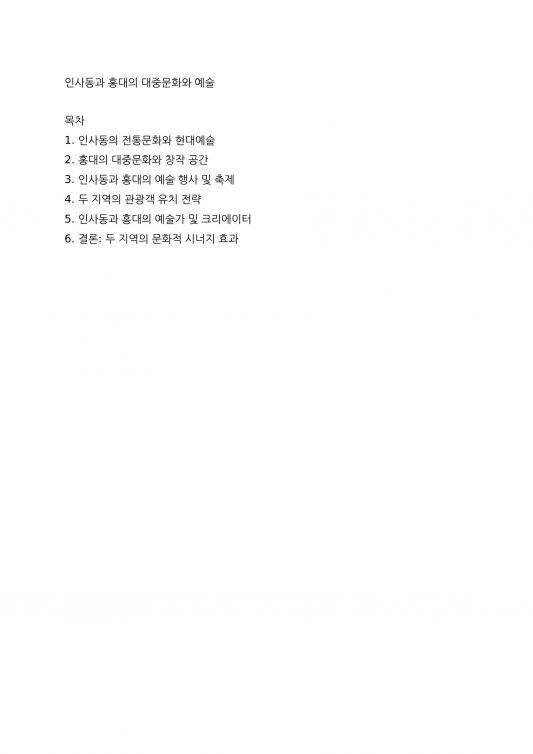 인사동과 홍대의 대중문화와 예술