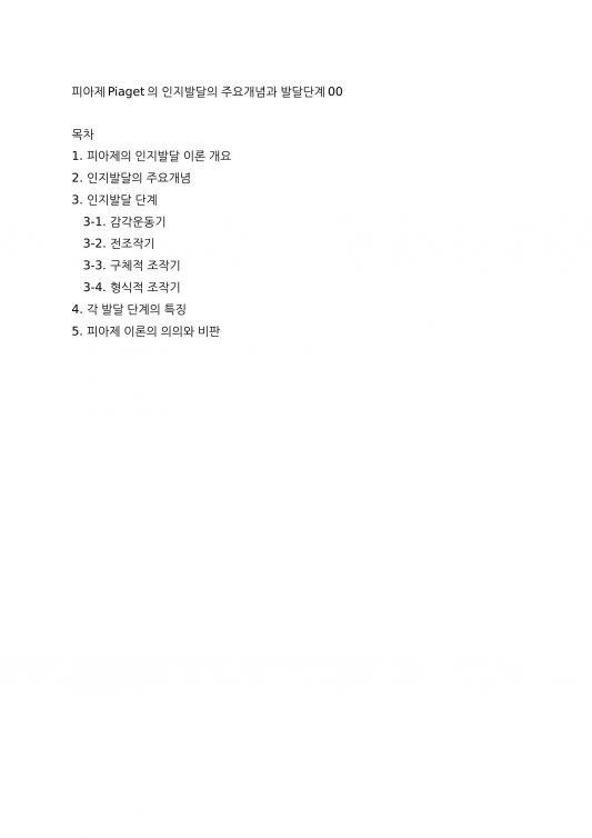 피아제Piaget의 인지발달의 주요개념과 발달단계00