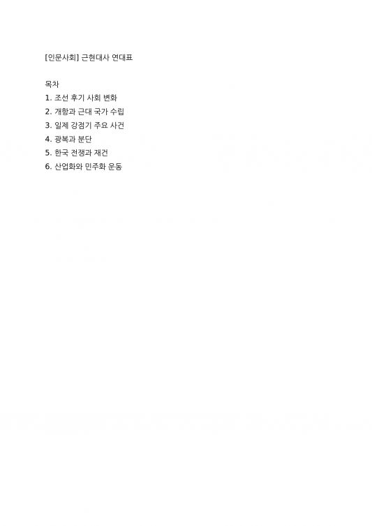 [인문사회] 근현대사 연대표