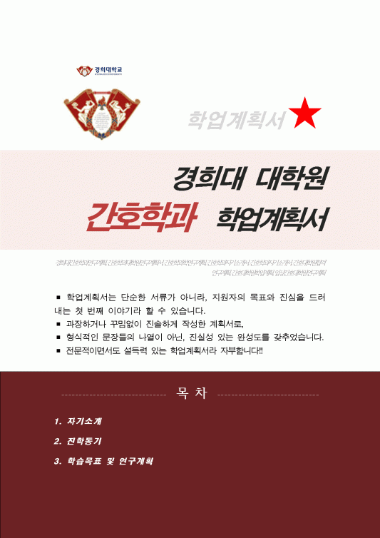 경희대학교 대학원 간호학과 임상간호전문 학업계획서