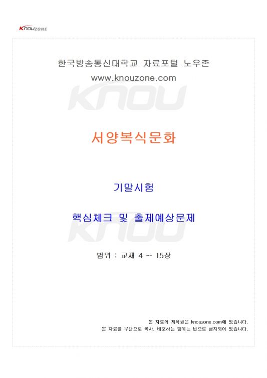 2025년 2학기 서양복식문화 기말시험 핵심체크