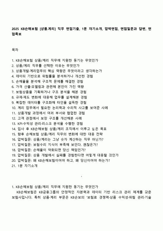 2025 KB손해보험 [상품