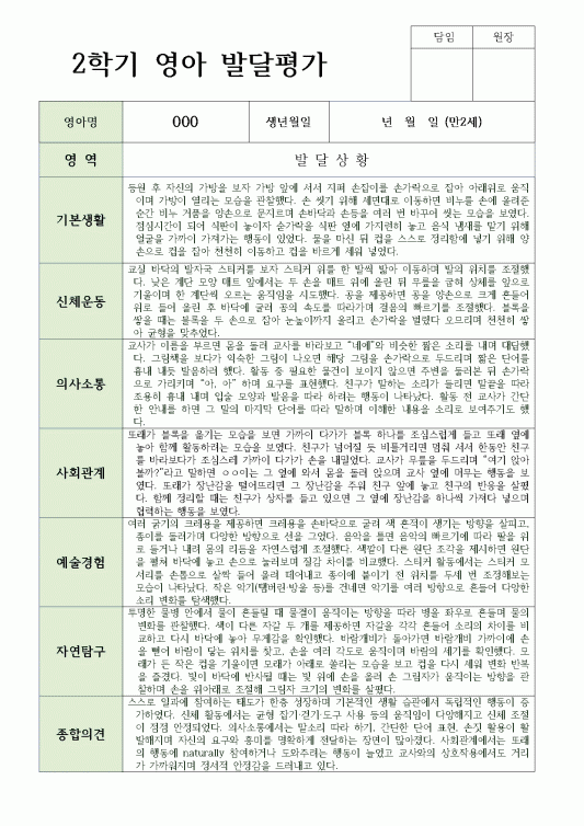 2학기 발달평가 만 2세 12명