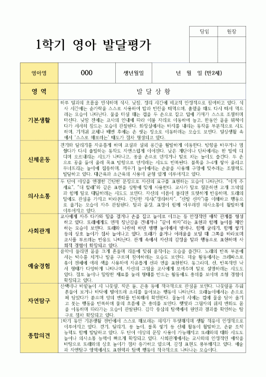 1년 발달평가 만 2세 10명