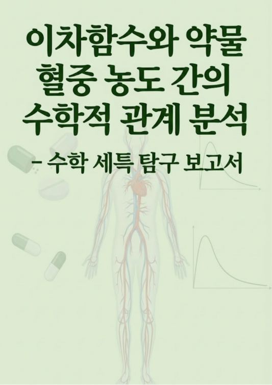 이차함수와 약물 혈중 농도 간의 수학적 관계 분석] 이차함수와 약물 혈중 농도 간의 수학적 관계 분석에 대한 보고서(수학 세특 탐구 보고서)