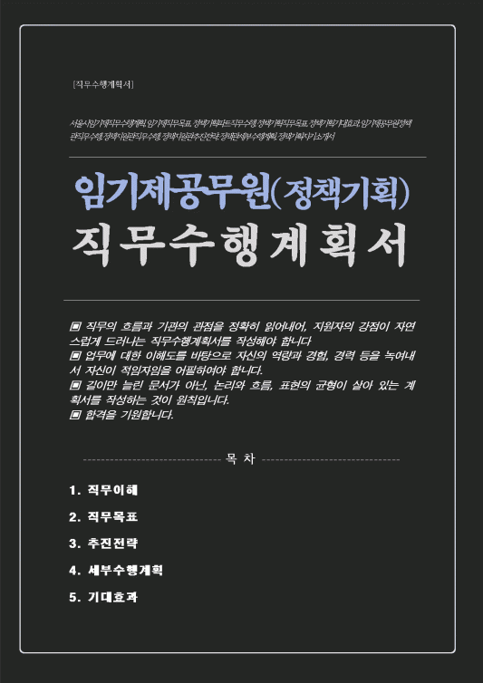 서울시 임기제공무원 직무수행계획서 정책기획