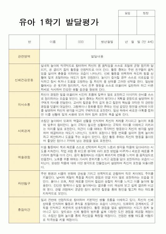 영아발달평가 1년 만 4세 20명