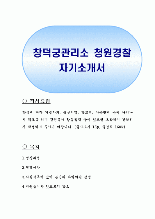 창덕궁관리소 청원경찰 자기소개서
