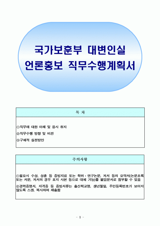 국가보훈부 대변인실 언론홍보 직무수행계획서