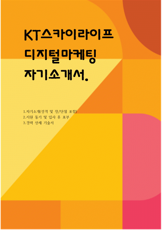 KT스카이라이프 디지털마케팅 자기소개서