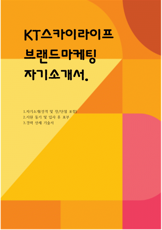 KT스카이라이프 브랜드마케팅 자기소개서