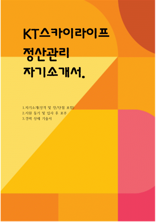 KT스카이라이프 정산관리 자기소개서