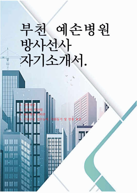 부천 예손병원 방사선사 자기소개서