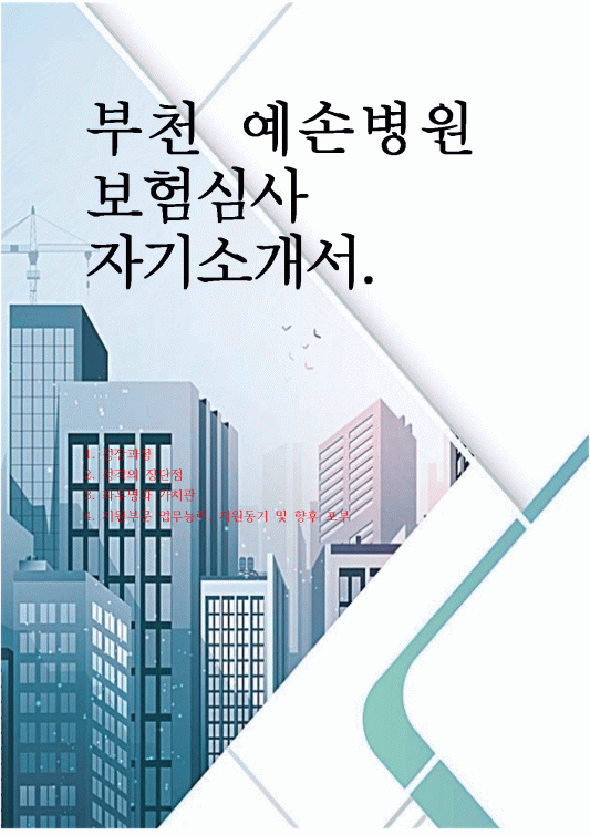 부천 예손병원 보험심사 자기소개서