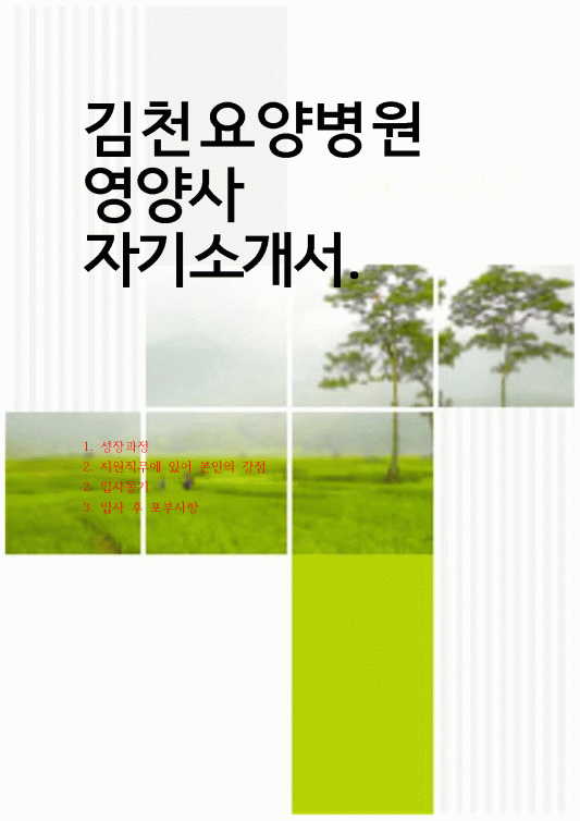 김천요양병원 영양사 자기소개서