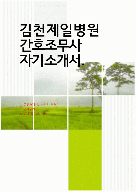 김천제일병원 간호조무사 자기소개서