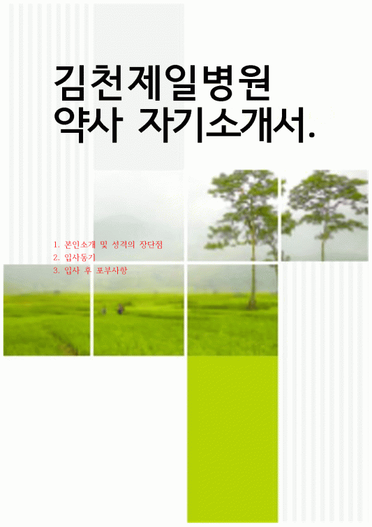 김천제일병원 약사 자기소개서