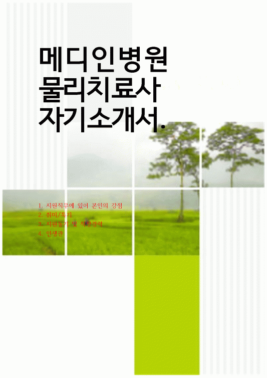 메디인병원 물리치료사 자기소개서