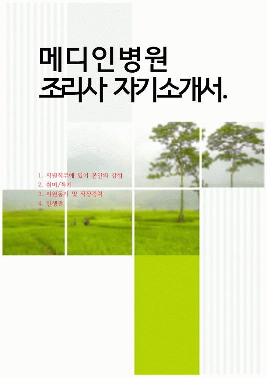 메디인병원 조리사 자기소개서