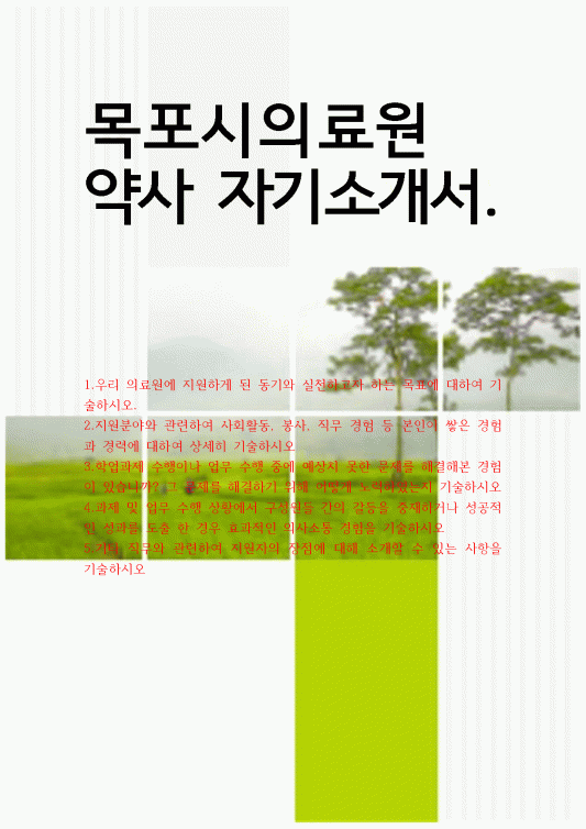 목포시의료원 약사 자기소개서