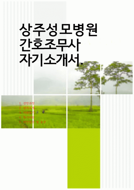 상주성모병원 간호조무사 자기소개서