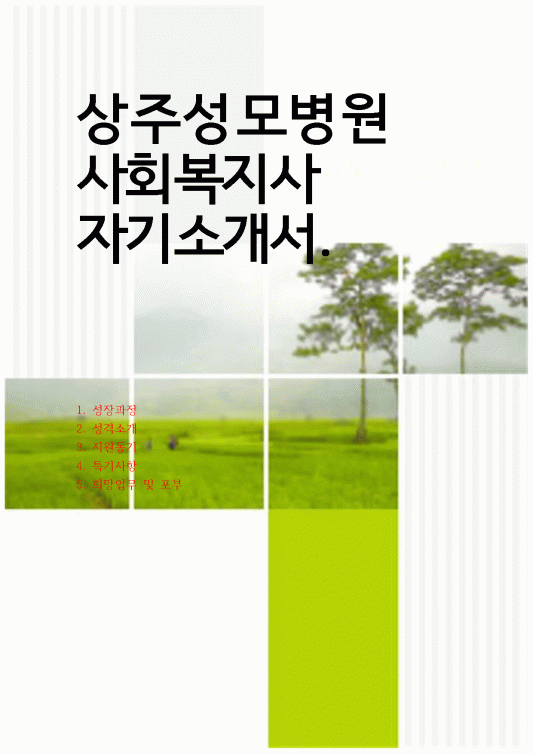 상주성모병원 사회복지사 자기소개서