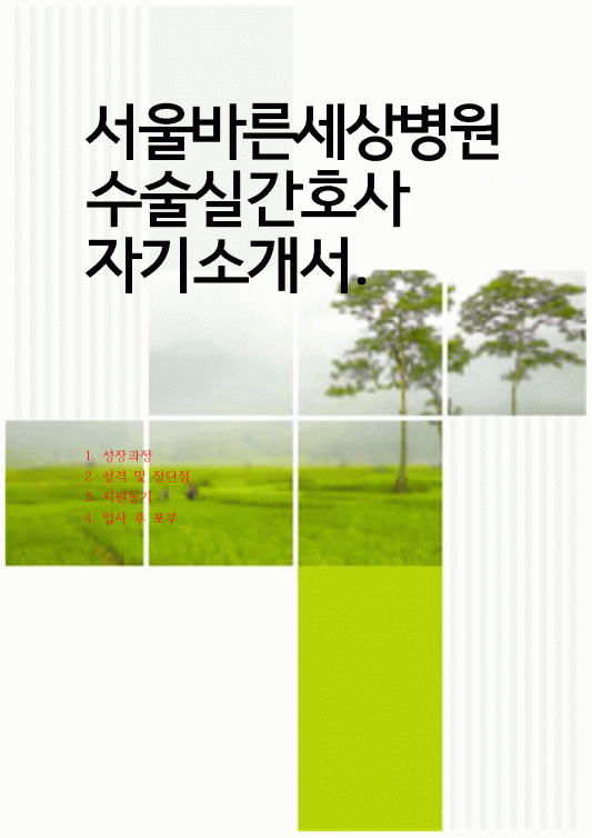 서울바른세상병원 수술실간호사 자기소개서