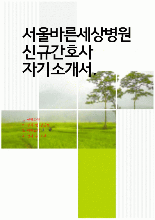 서울바른세상병원 신규간호사 자기소개서