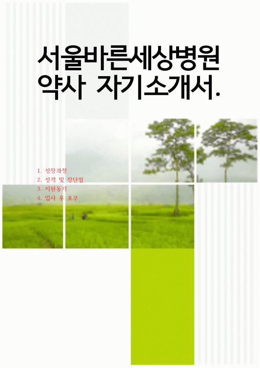 서울바른세상병원 약사 자기소개서