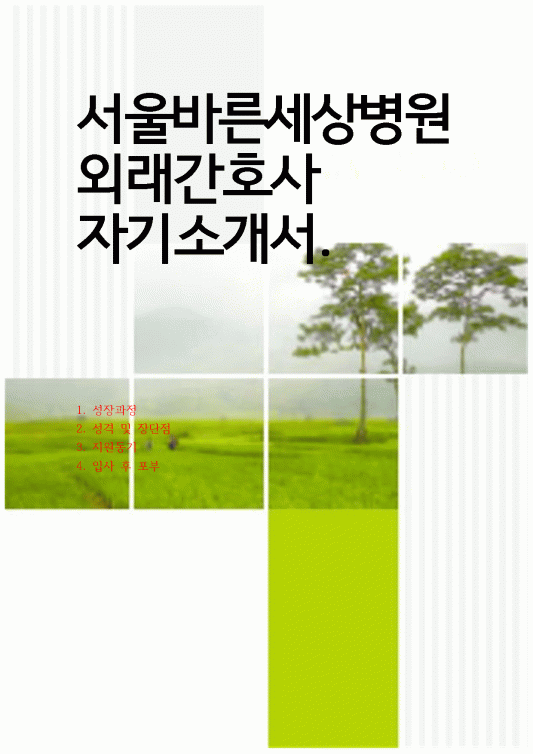 서울바른세상병원 외래간호사 자기소개서