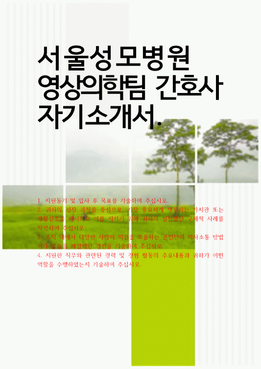서울성모병원 영상의학팀 간호사 자기소개서