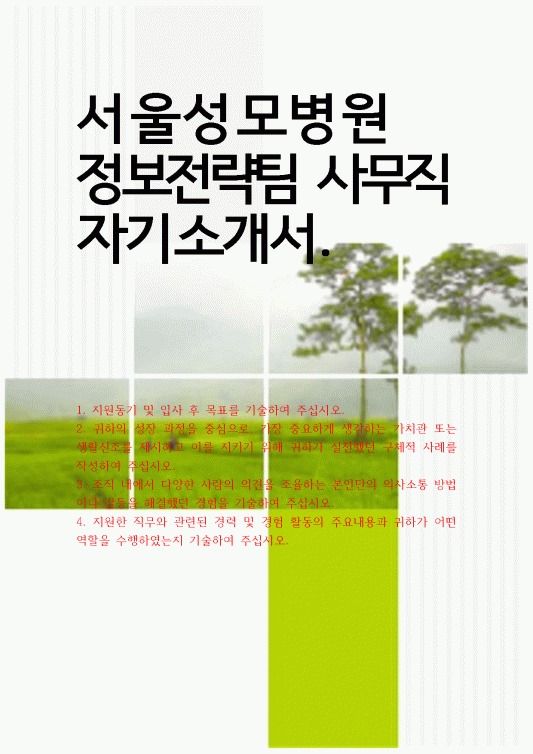 서울성모병원 정보전략팀 사무직 자기소개서