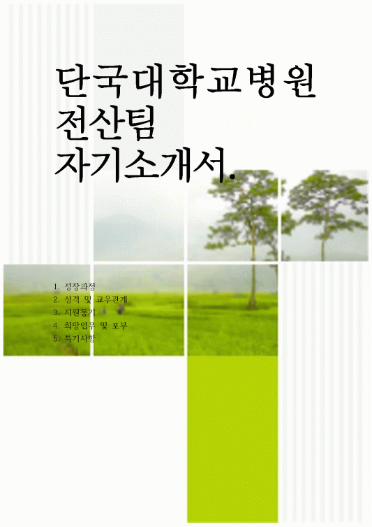 단국대학교병원 전산팀 자기소개서