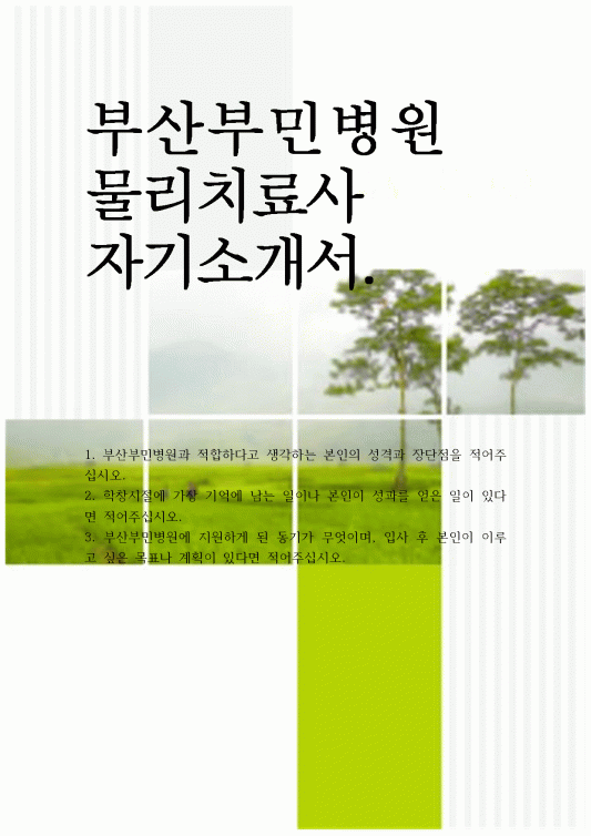부산부민병원 물리치료사 자기소개서