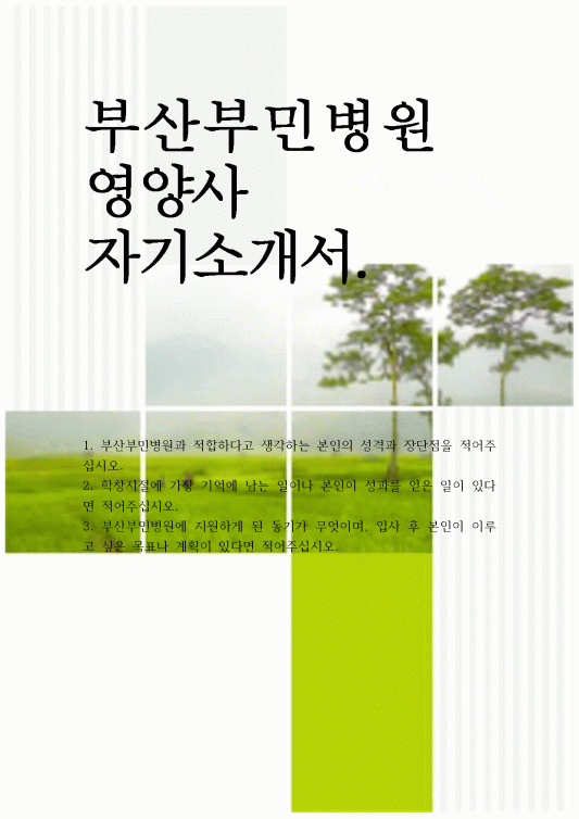 부산부민병원 영양사 자기소개서