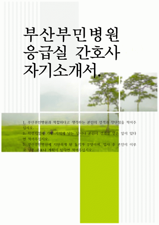 부산부민병원 응급실 간호사 자기소개서