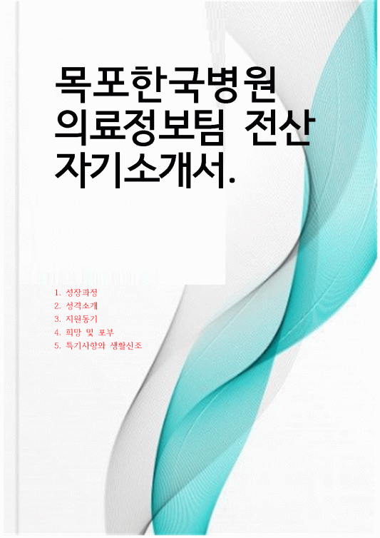 목포한국병원 의료정보팀 전산 자기소개서