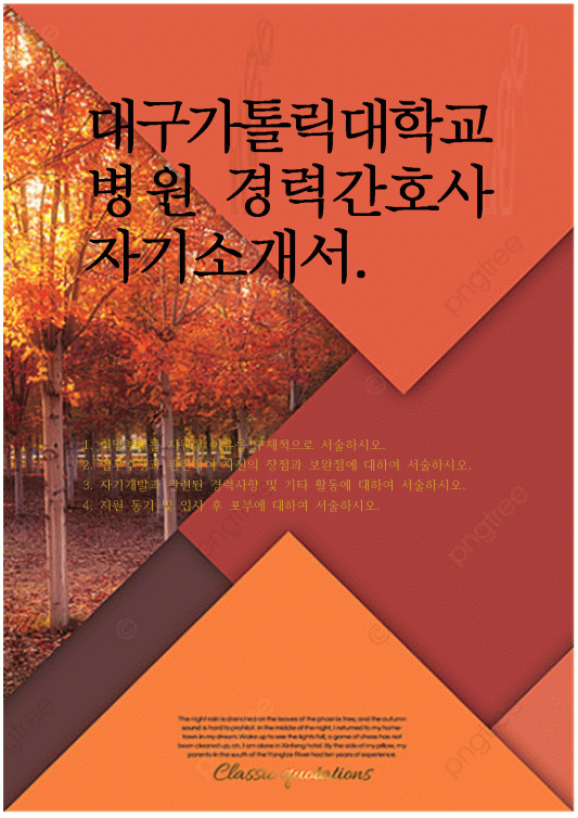 대구가톨릭대학교병원 경력간호사 자기소개서
