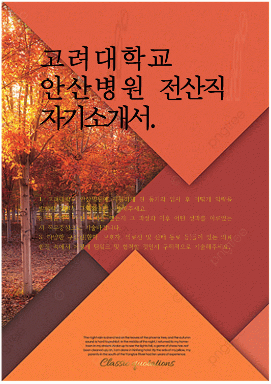 고려대학교 안산병원 전산직 자기소개서