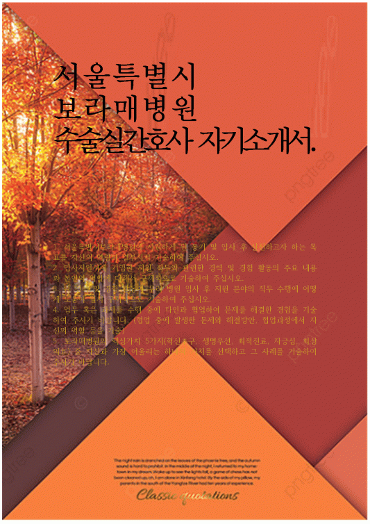 서울특별시 보라매병원 수술실간호사 자기소개서