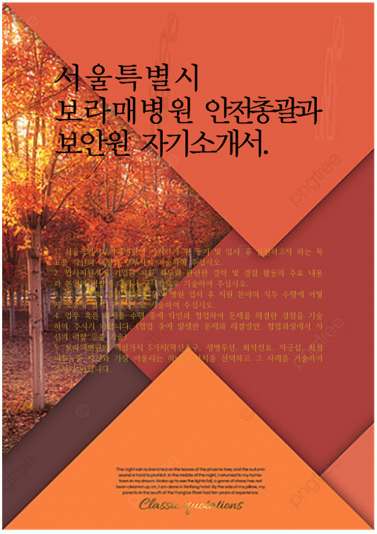 서울특별시 보라매병원 안전총괄과 보안원 자기소개서