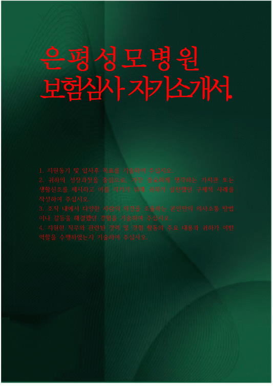 은평성모병원 보험심사 자기소개서