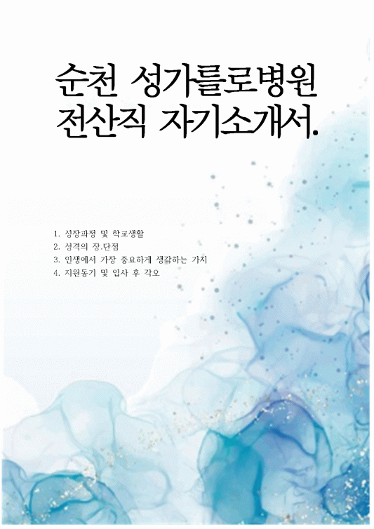순천 성가를로병원 전산직 자기소개서