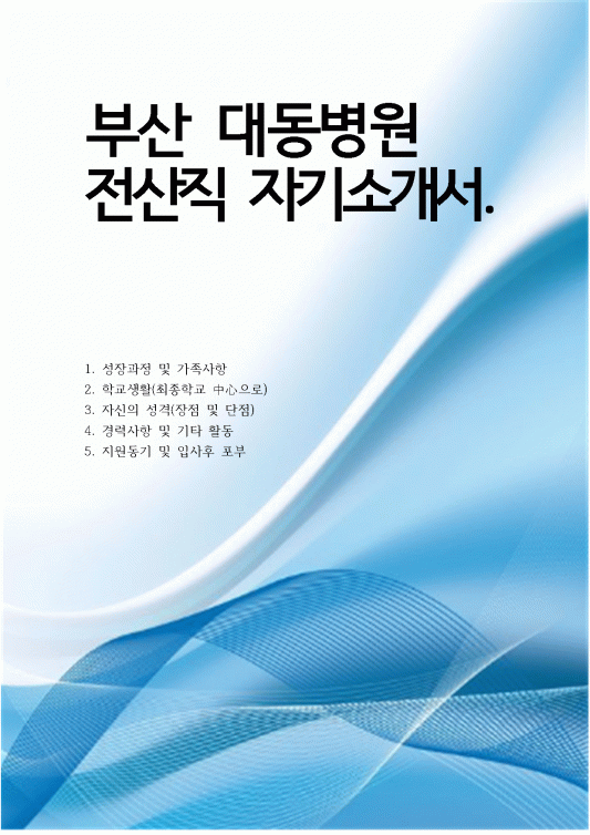 부산 대동병원 전산직 자기소개서