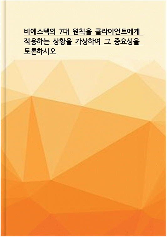 비에스텍의 7대 원칙을 클라이언트에게 적용하는 상황을 가상하여 그 중요성을 토론하시오