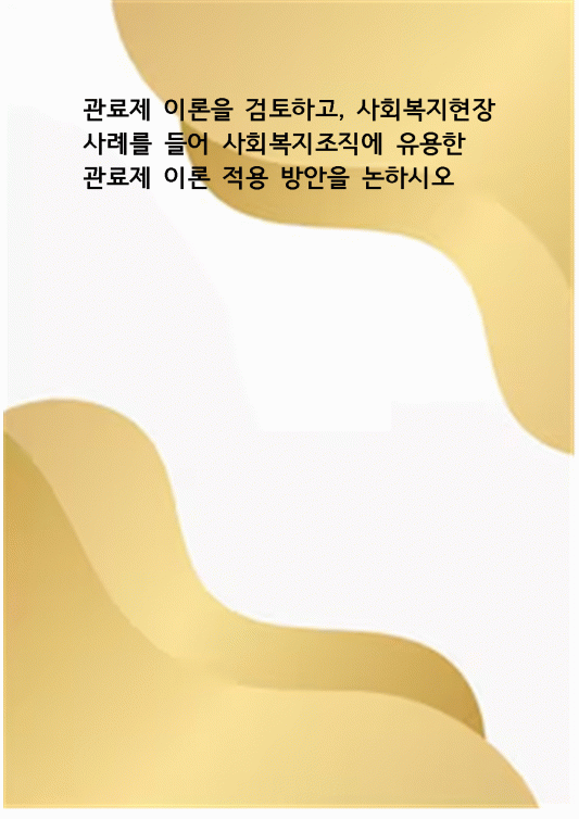관료제 이론을 검토하고, 사회복지현장 사례를 들어 사회복지조직에 유용한 관료제 이론 적용 방안을 논하시오